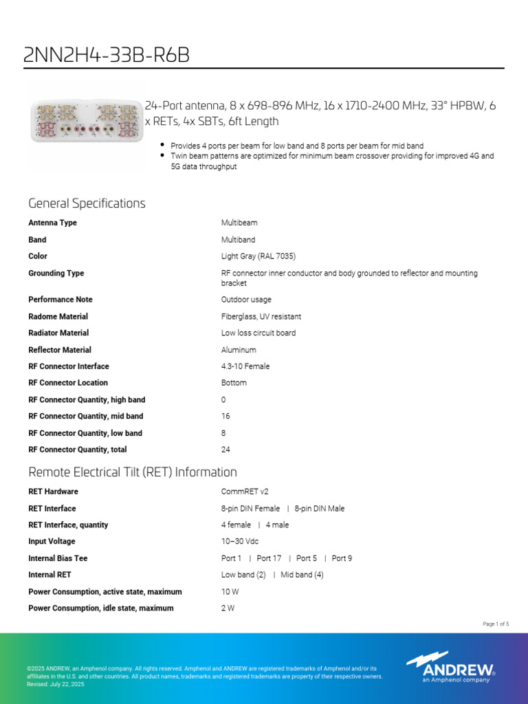 2nn2h4 33b r6b Product Specifications | PDF | Antenna (Radio ...