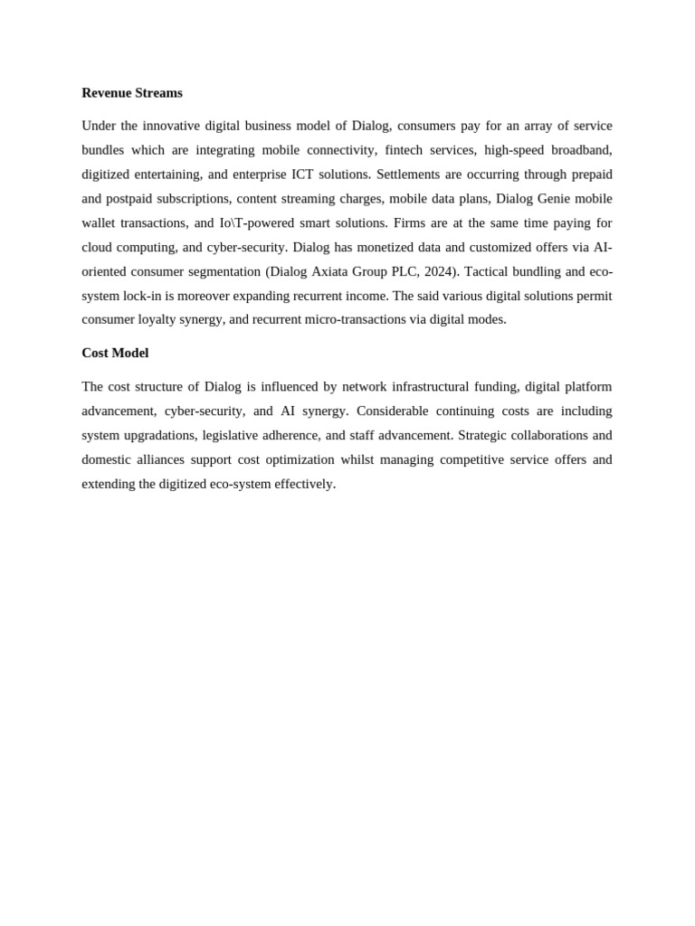 Revenue Streams and Cost Model | PDF