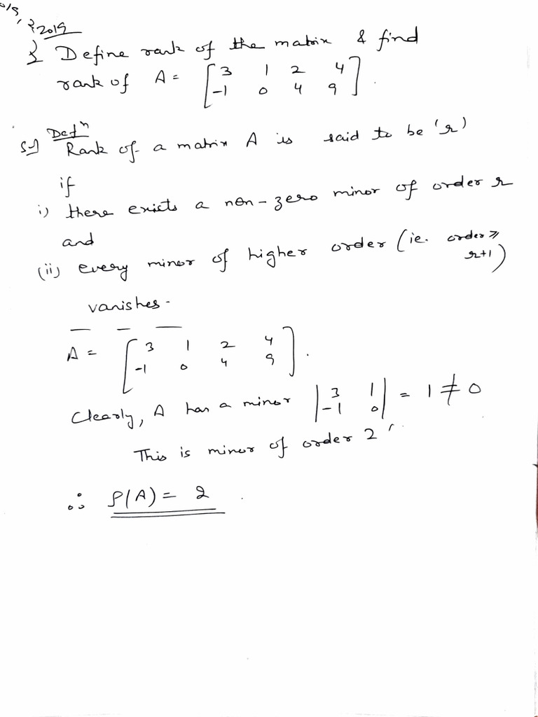 Previous Year Qs matrices | PDF
