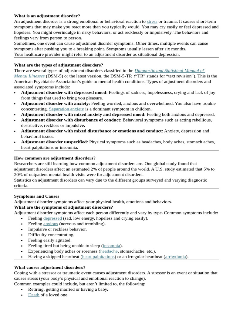 Understanding Adjustment Disorder Criteria | PDF | Mental Disorder ...