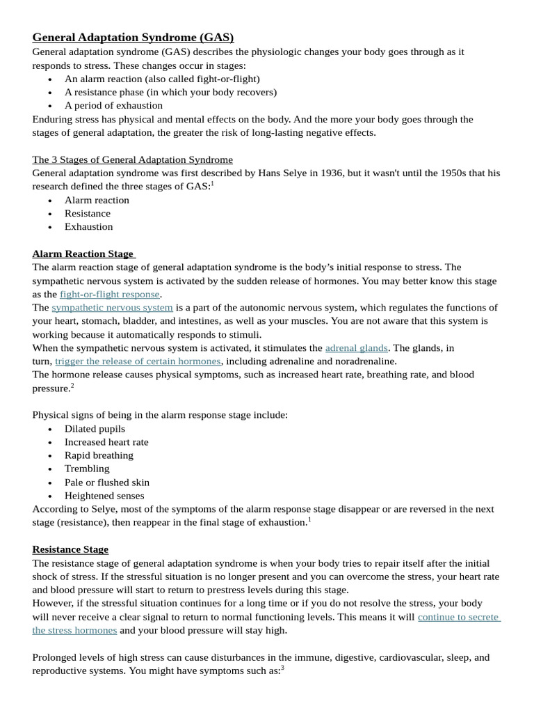 Understanding General Adaptation Syndrome | PDF | Stress (Biology ...