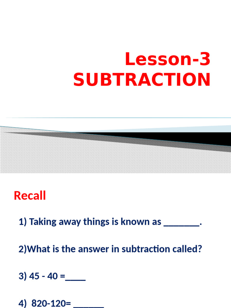 3 Subtraction Without Regrouping | PDF