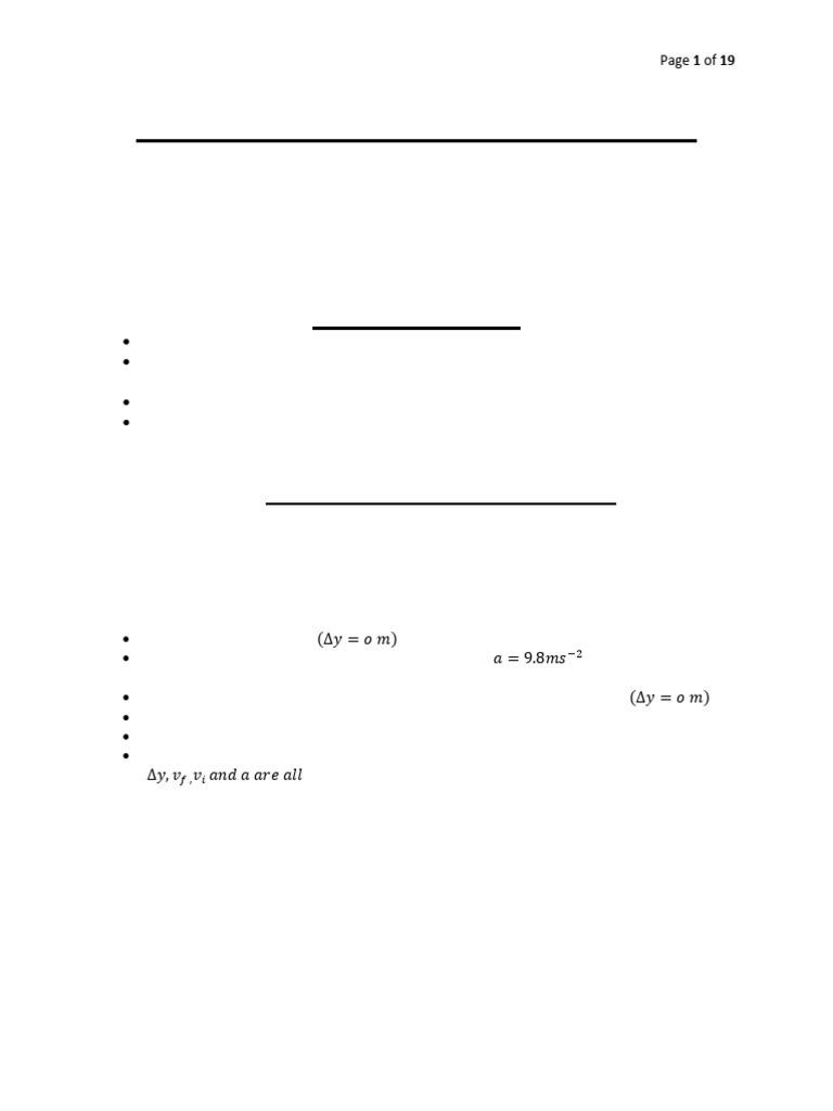Vertical Projectile Motion Notes | PDF | Velocity | Collision