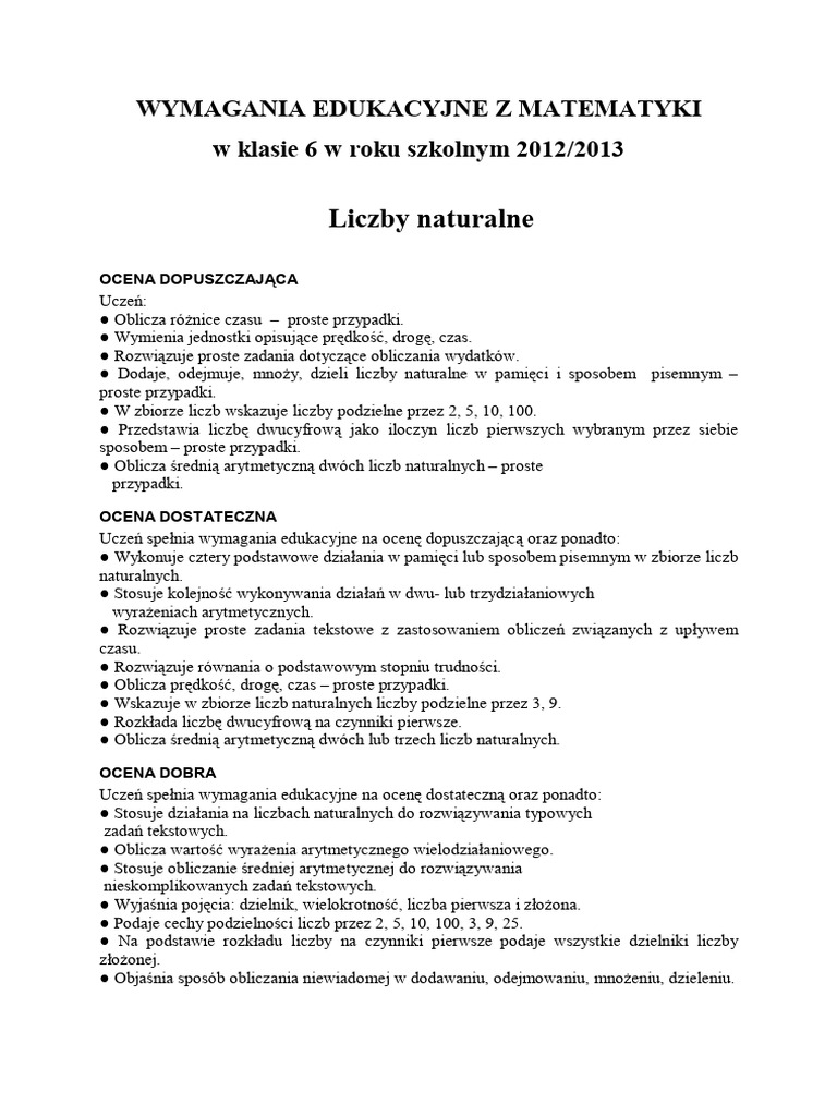 Matematyka Kl. VI | PDF