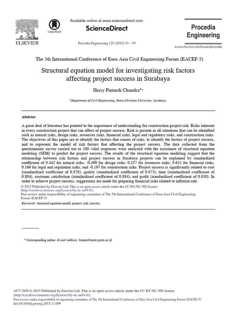 Risk Factors Impacting Project Success | PDF | Structural Equation ...