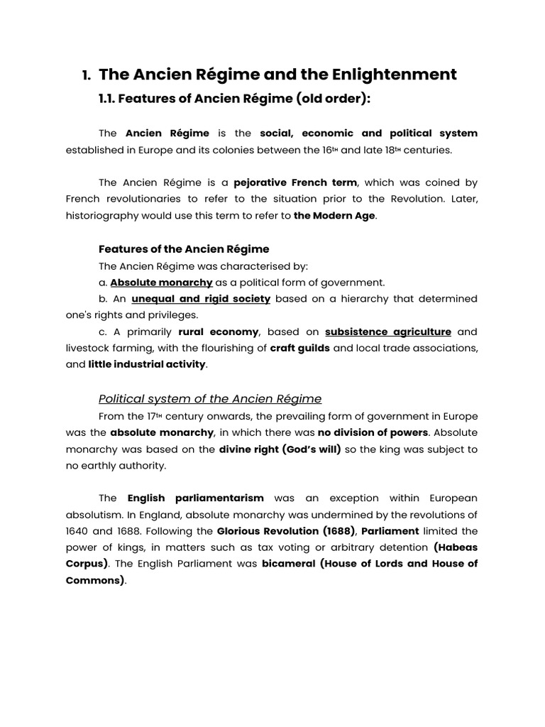 Ancien Régime and Enlightenment Overview | PDF | Napoleon | First ...