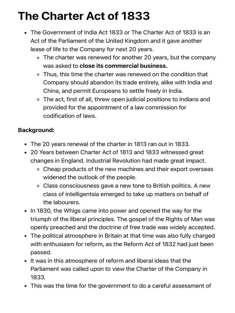 The Charter Act of 1833 | PDF | British Raj | British Empire
