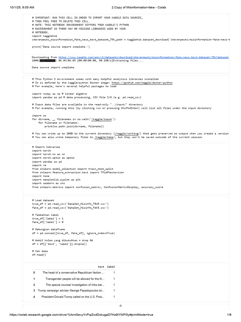 2.copy of Misinformation-Fake - Colab | PDF | Computer Programming | Computing