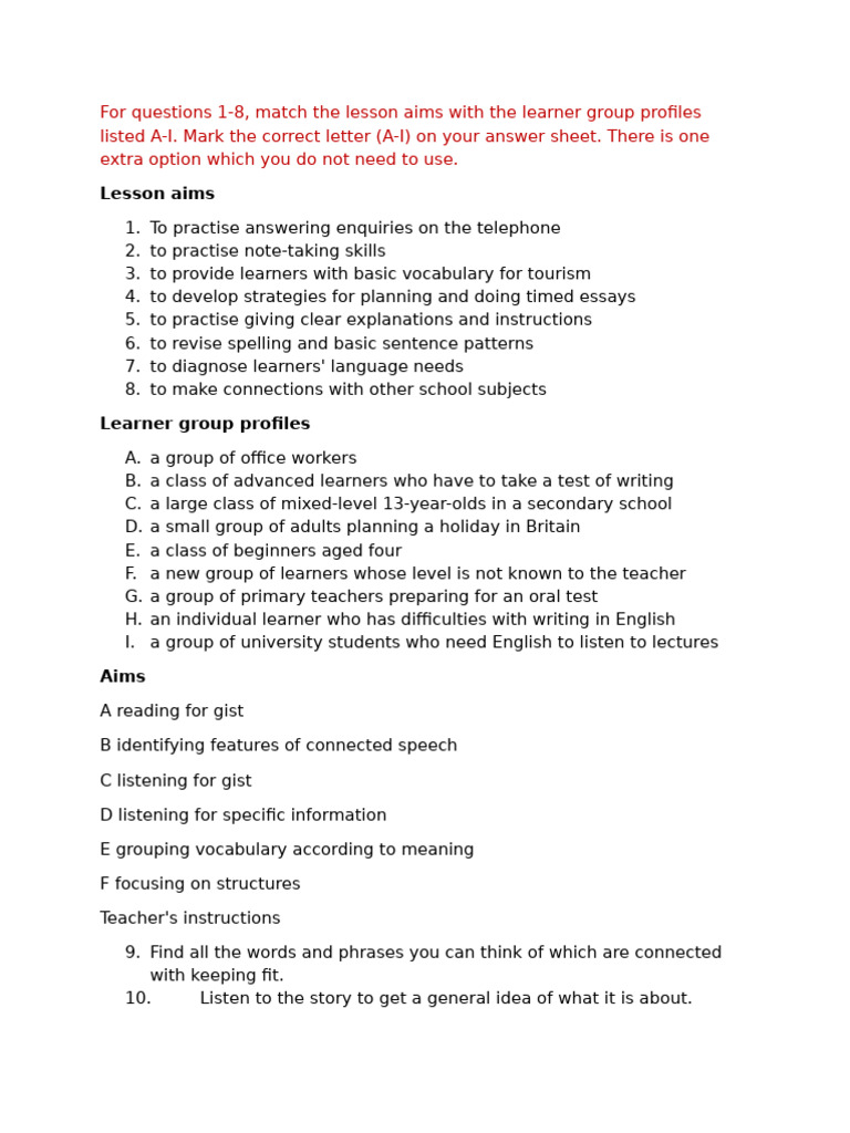 ELT_QUESTION | PDF | Vocabulary | Reading Comprehension