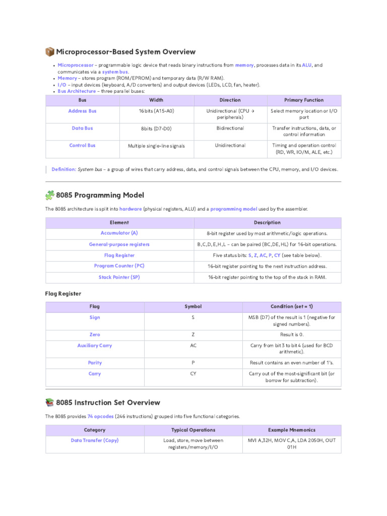 8085 Microprocessor System Overview | PDF | Input/Output | Random ...