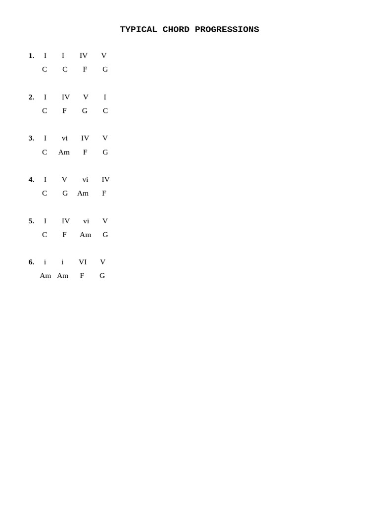 6 Typical Chord Progressions | PDF