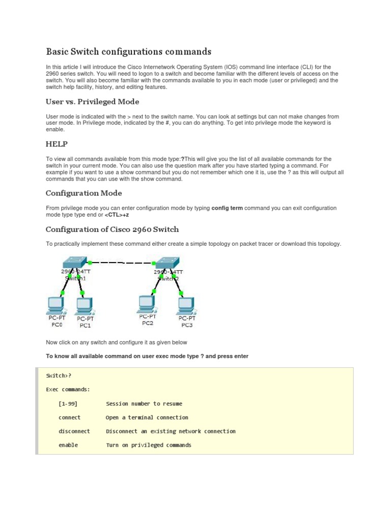 Basic Switch Config | PDF | Network Switch | Network Architecture