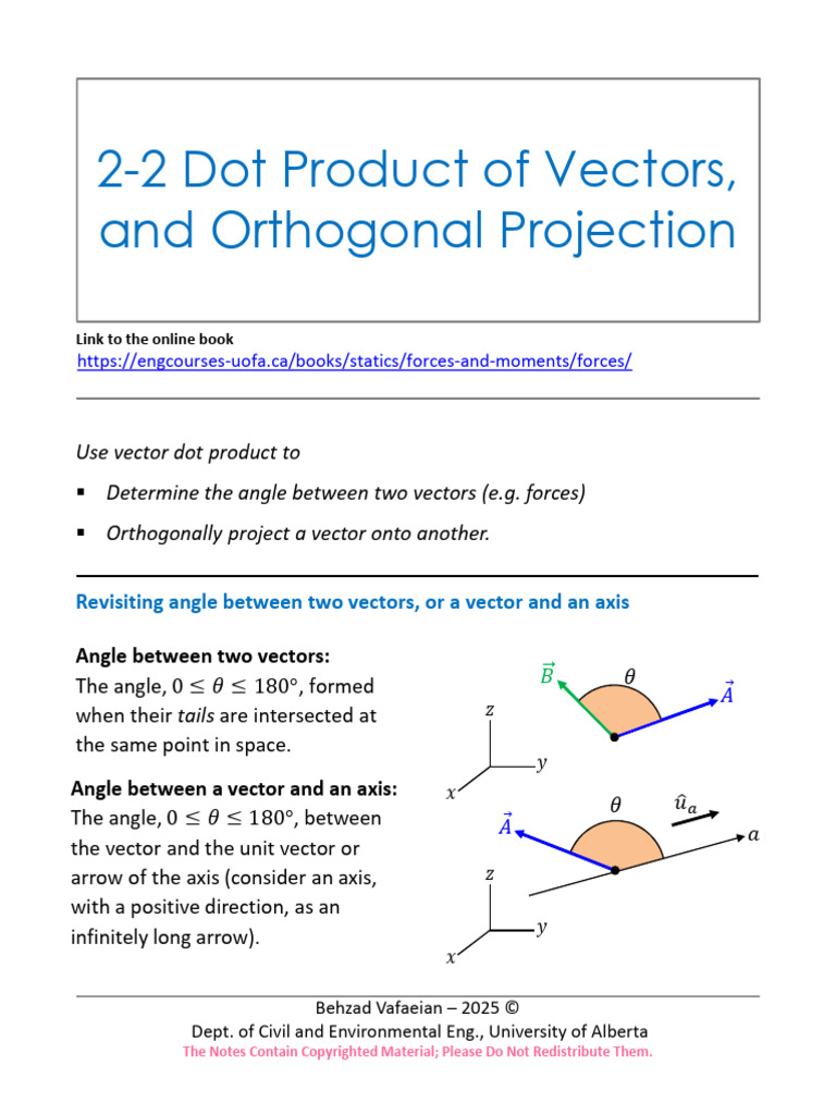 2-2 Dot Product and Orthogonal Projection | PDF | Vector Space ...