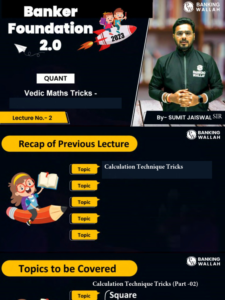 Vedic Math Tricks 02 - Class Notes - Banker Foundation 2.0 Batch 2023 ...