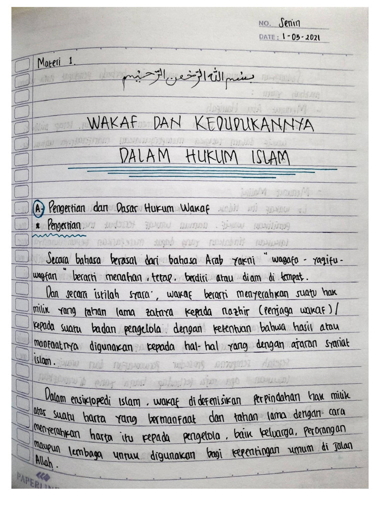 Asra Nur Hasanah 1813010025 Resume 1 Fikih Wakaf HK-C | PDF