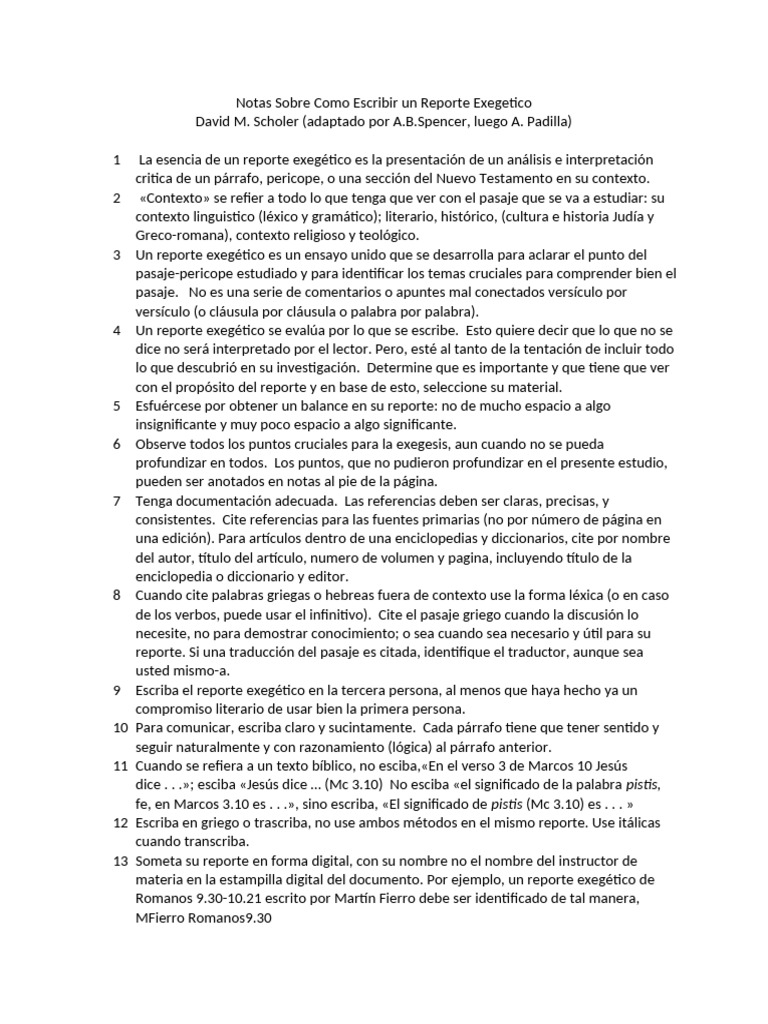 Notas Sobre Como Escribir un Reporte Exegetico | PDF | Exégesis ...