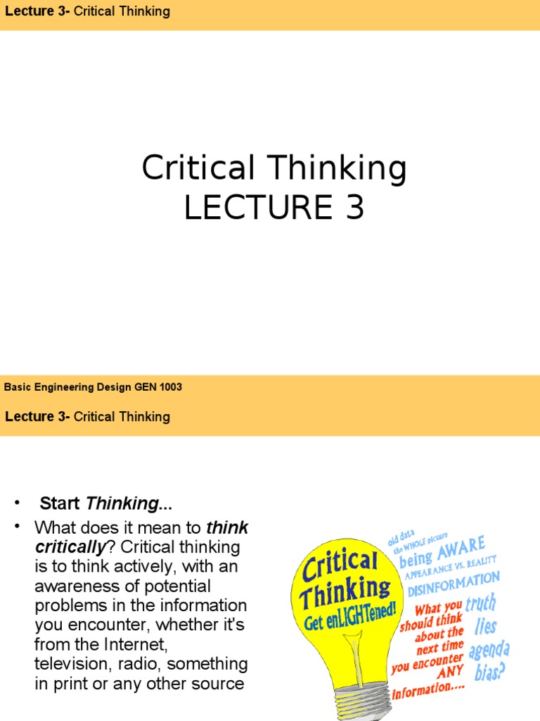 Critical Thinking in Engineering Design | PDF | Critical Thinking ...