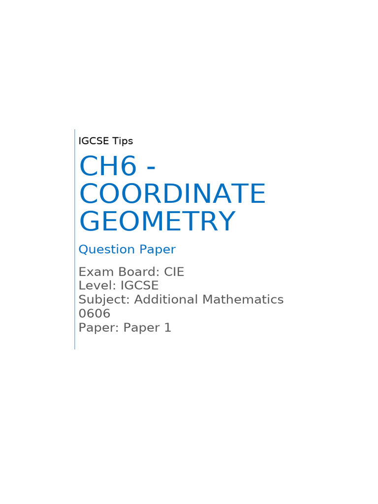IGCSE Coordinate Geometry Exam Tips | PDF