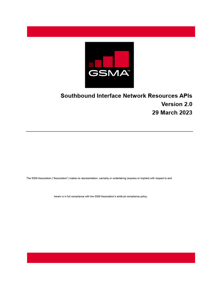 GSMA Operator Platform Group Southbound Interface Network Resources ...