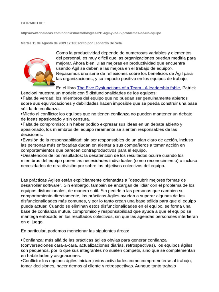 Las 5 Disfunciones de P. Lencioni | PDF