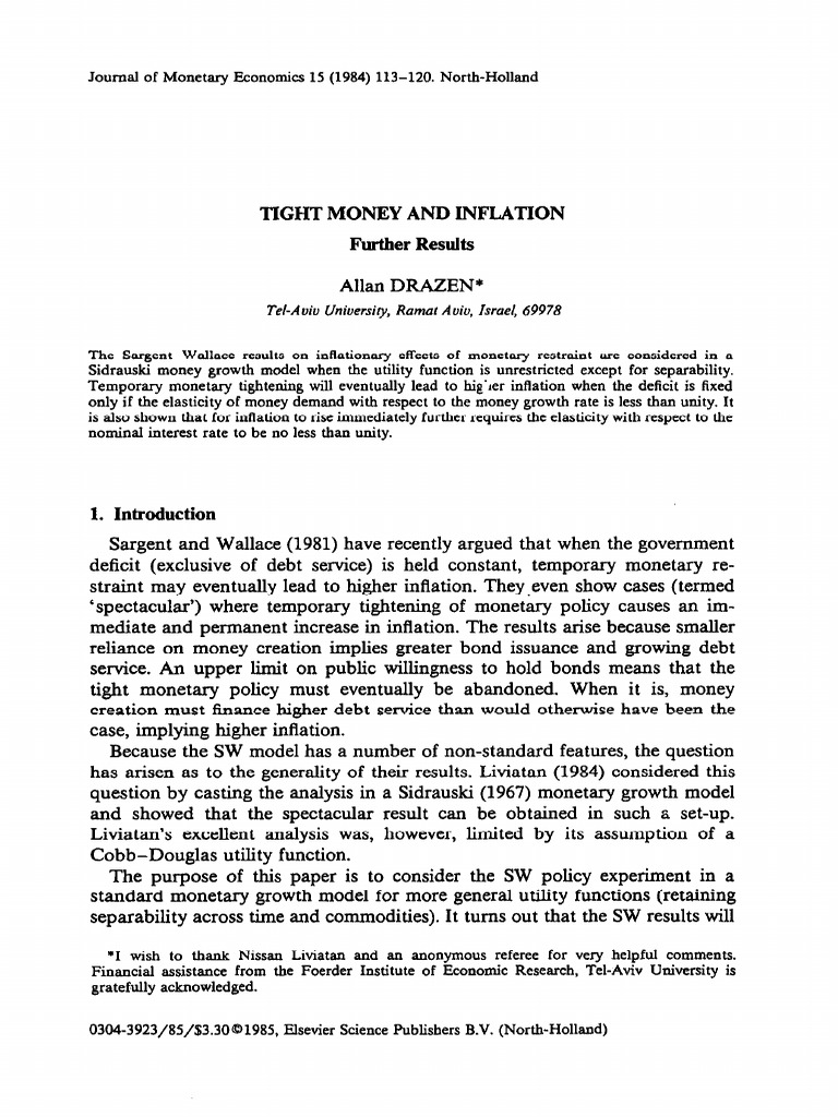 Tight Money and Inflation Analysis | PDF | Inflation | Interest