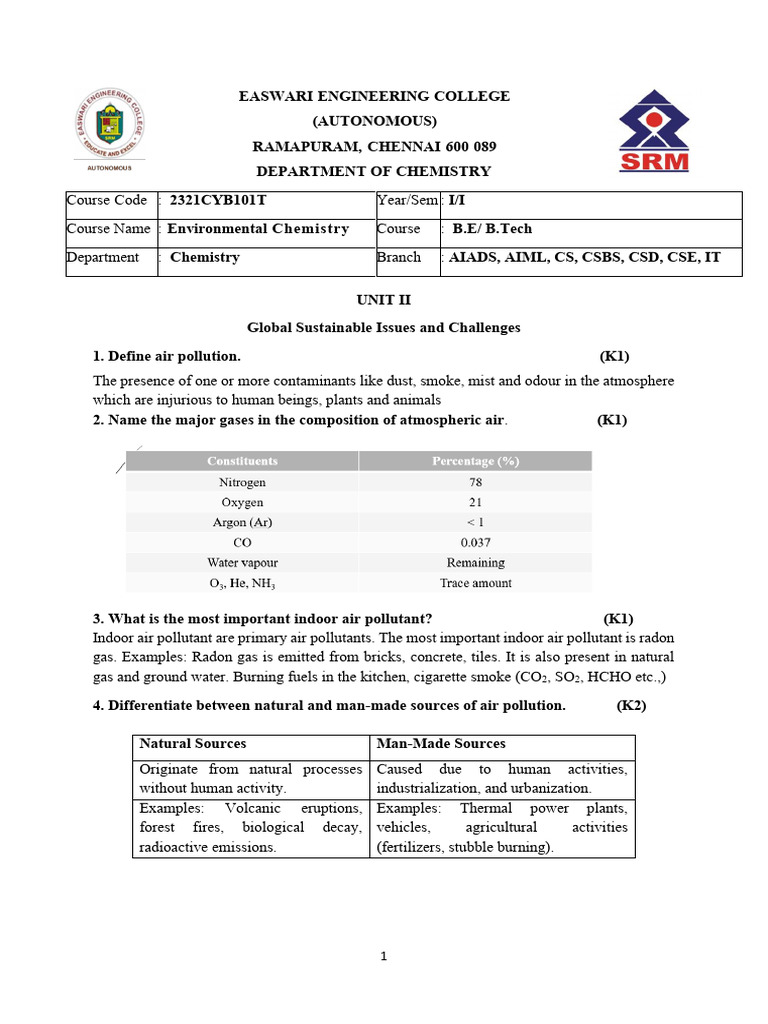Environmental Chemistry: Air Pollution Issues | PDF | Ozone Depletion ...