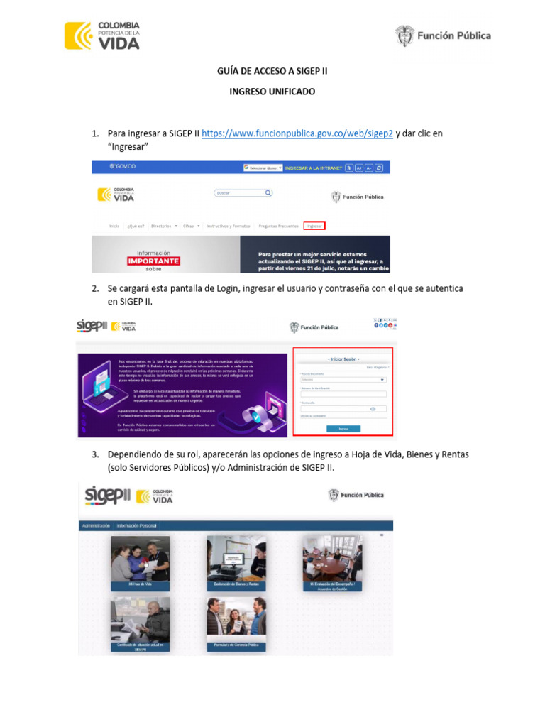 Acceso a SIGEP II: Guía Rápida | PDF