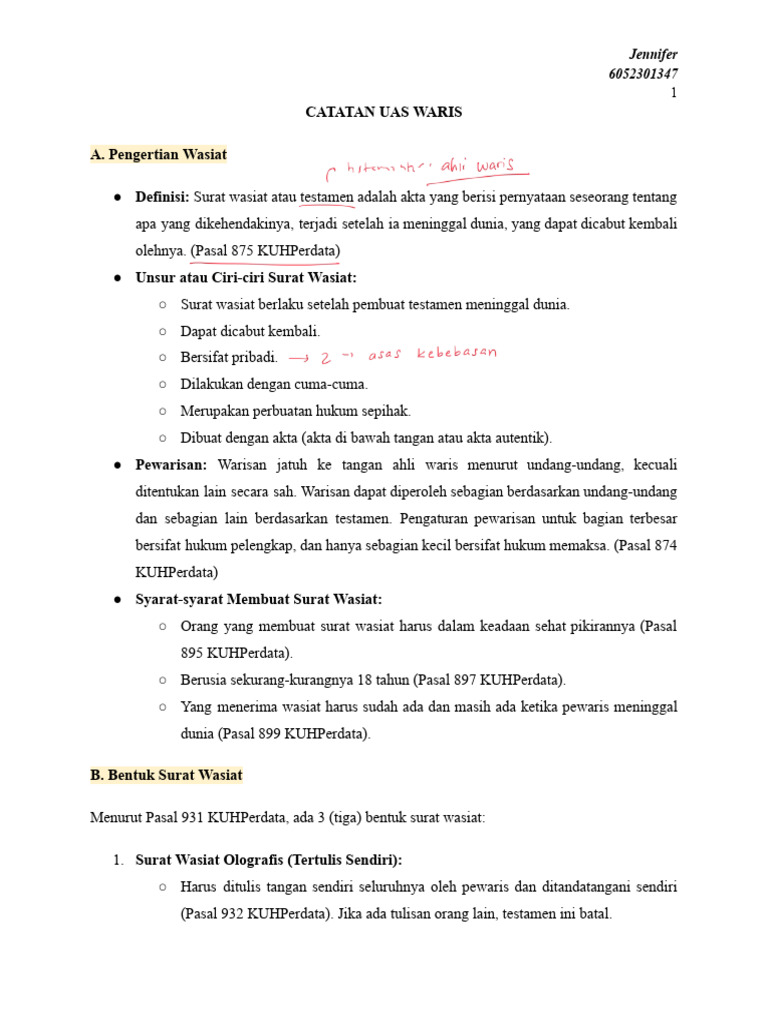 Materi Uas Waris | PDF