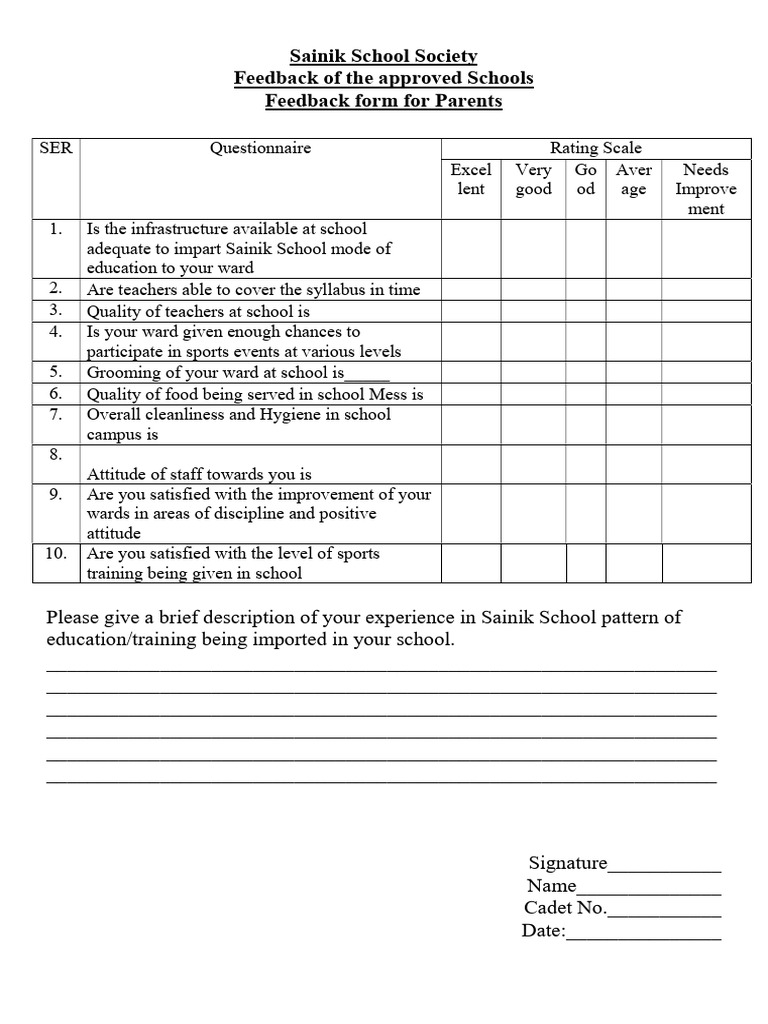Parents Feedback Form | PDF