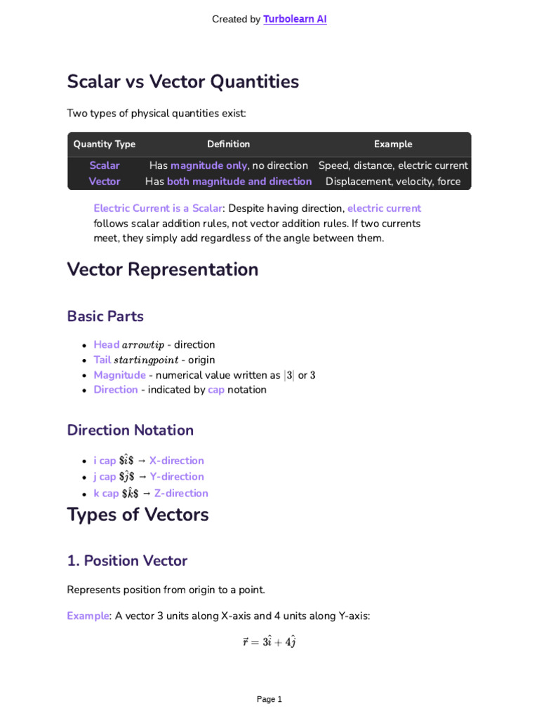 Scalar Vs Vector Quantities: Basic Parts | PDF | Acceleration ...