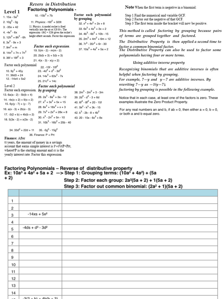 Factoring Polynomials by Grouping | PDF | Factorization | Polynomial