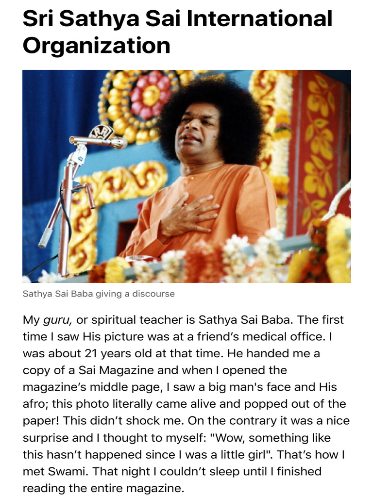 How Baba Transformed My Life - Sri Sathya Sai International ...