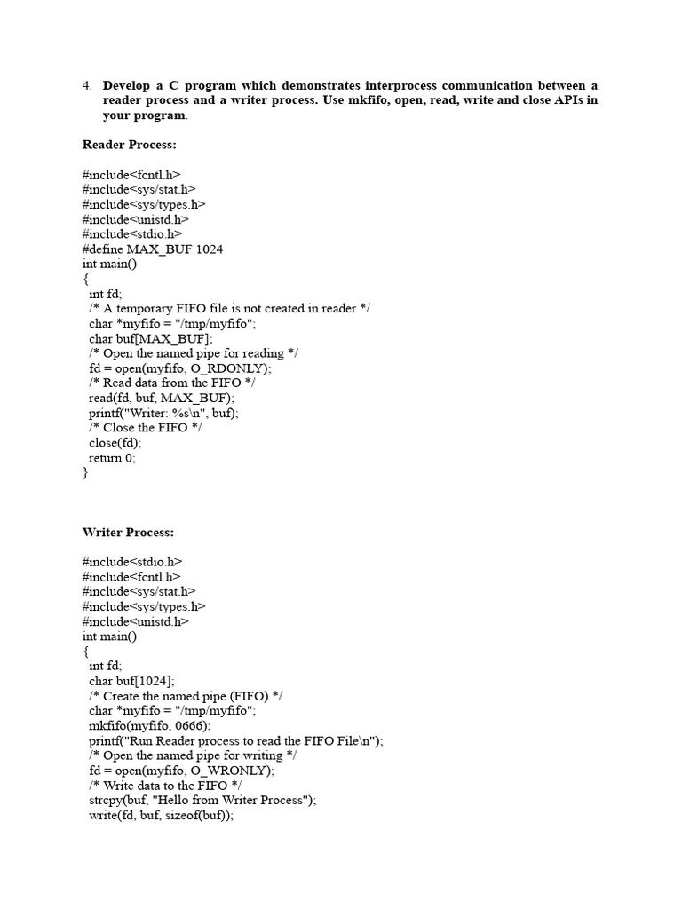 C Program for IPC with FIFO Example | PDF
