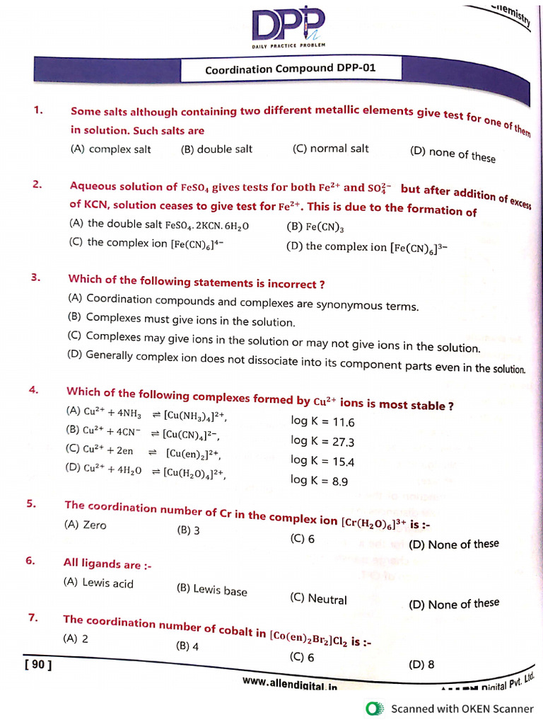 Coordination Compounds 1 | PDF