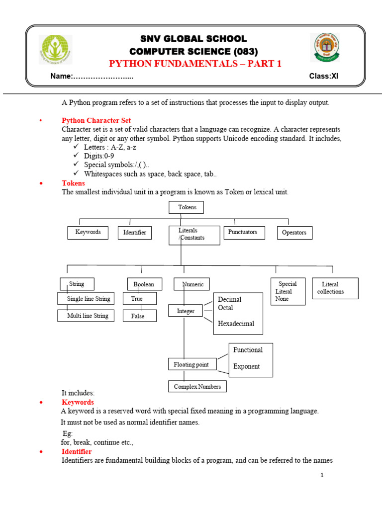 Class11 Python Fundamentals Part 1 | PDF | String (Computer Science) | Integer (Computer Science)