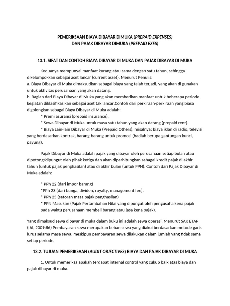 Audit Biaya dan Pajak Dibayar di Muka | PDF