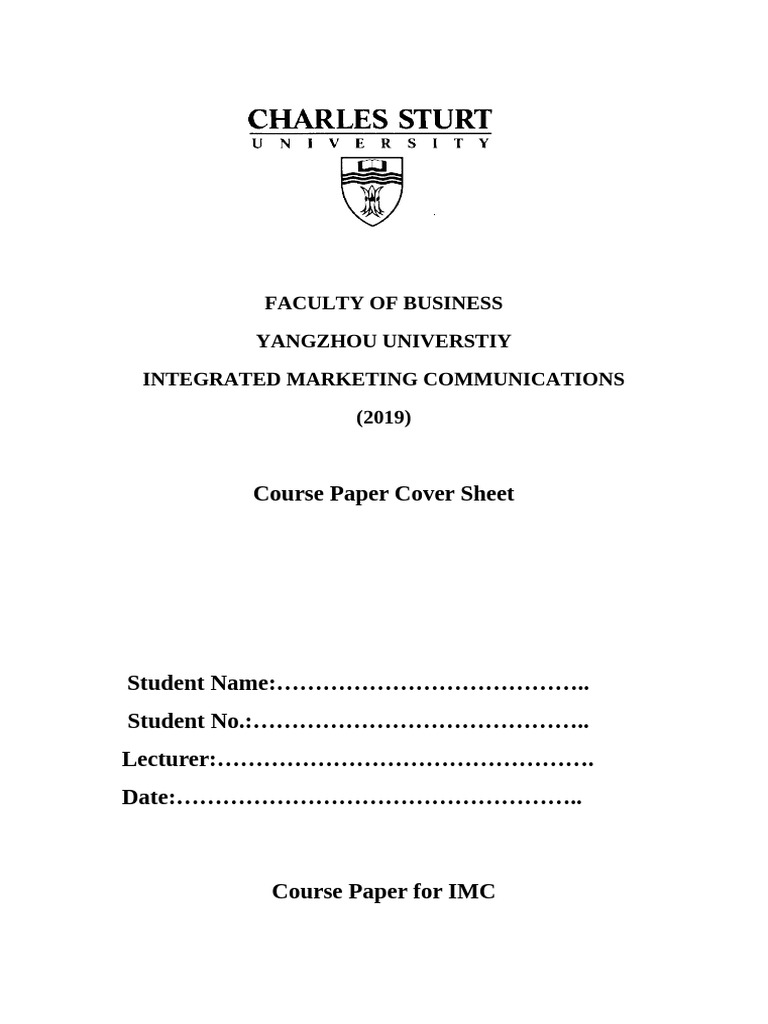 IMC - Course Paper 2019 | PDF