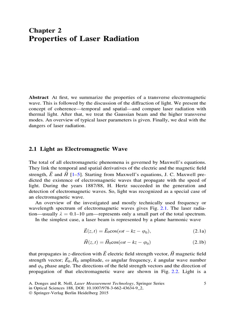 Properties of Laser Radiation | PDF | Diffraction | Polarization (Waves)