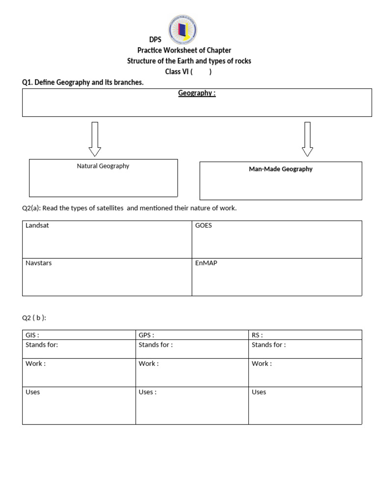 Revision Worksheet of CH 01 Geography 6 | PDF