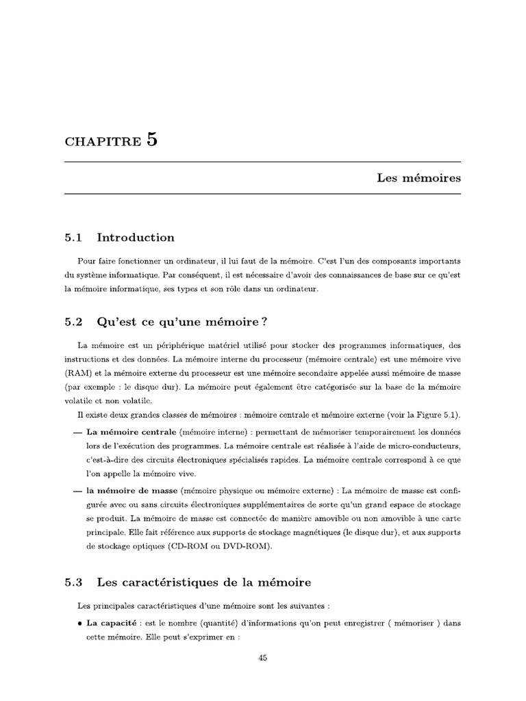 5 - Les Mémoires - Partie 1 | PDF