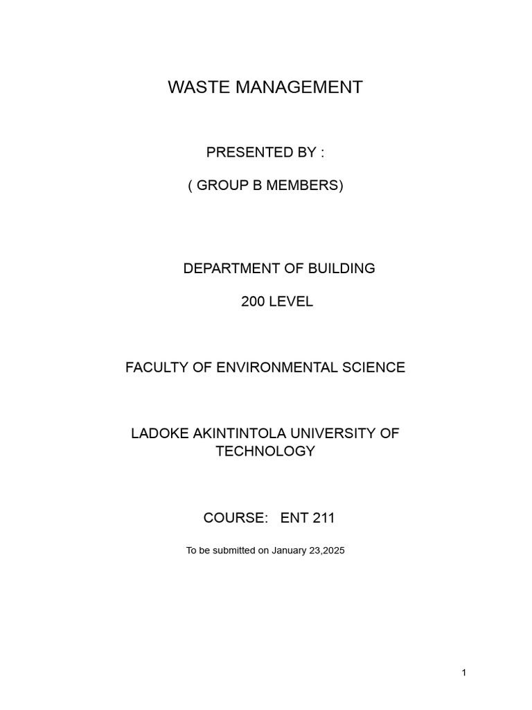 WASTE MANAGEMENT (Building B) | PDF | Waste Management | Waste