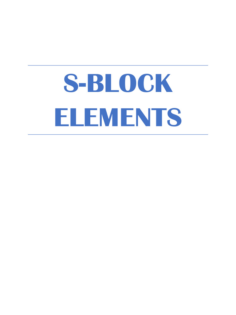 s Block Elements | PDF