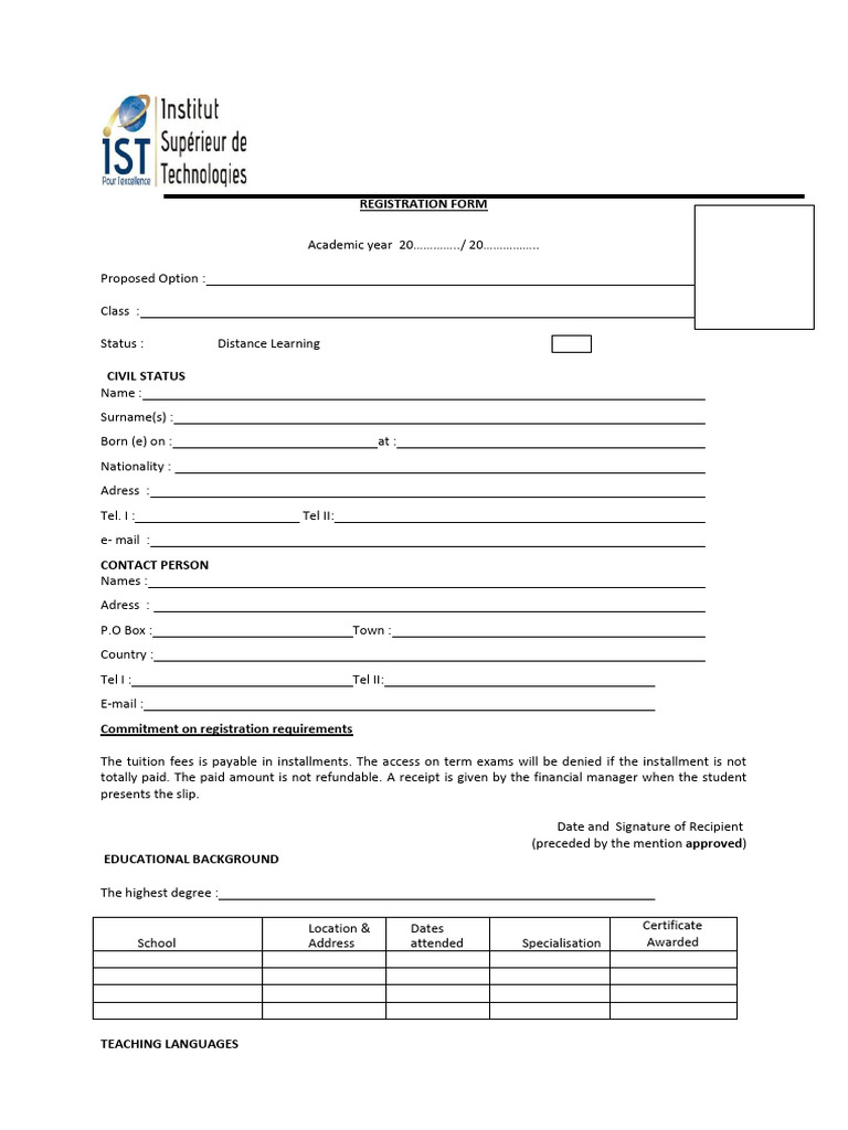 Ist Registration Form | PDF