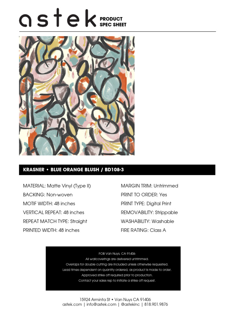 KRASNER Blue Orange Blush Spec Sheet | PDF