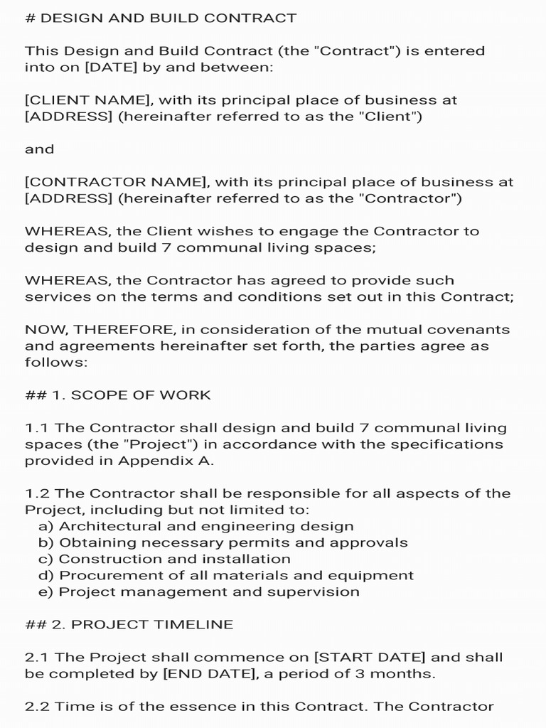 Design and Build Contract 240831 - 154036 | PDF