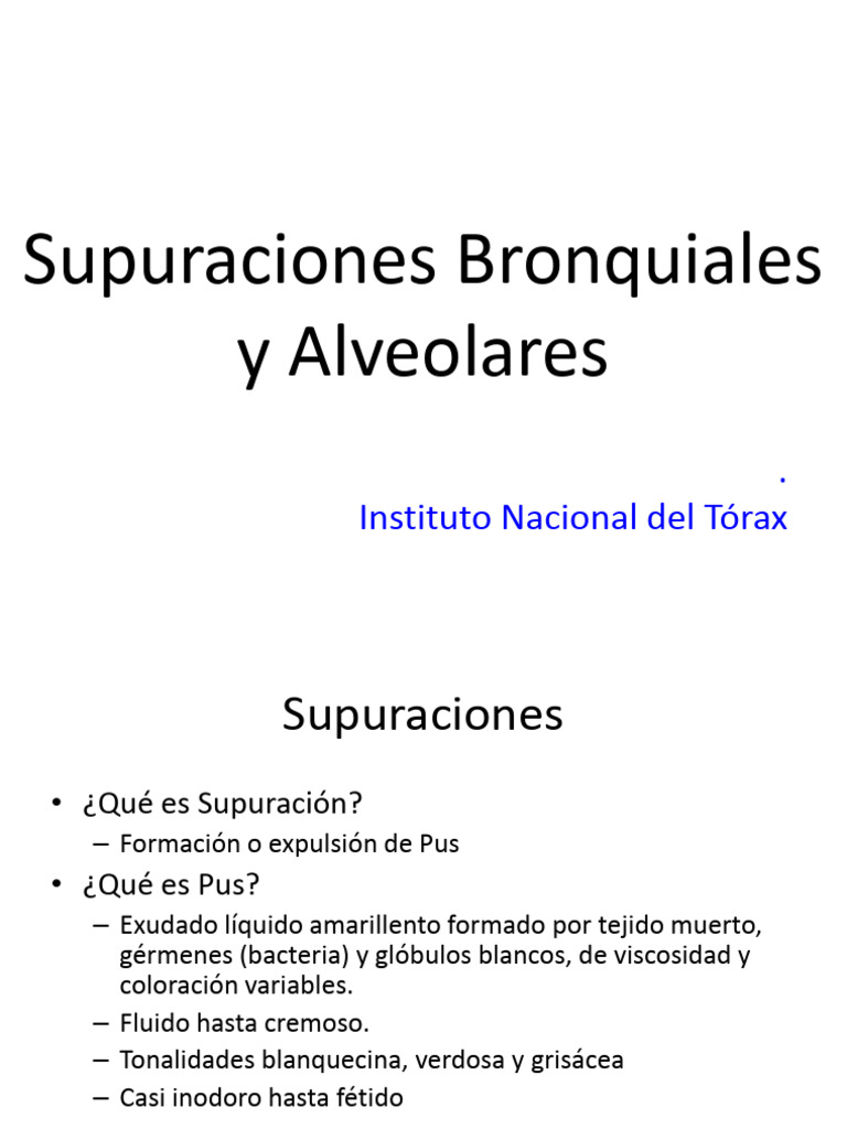 Supuraciones Bronquiales y Alveolares | PDF | Enfermedades ...