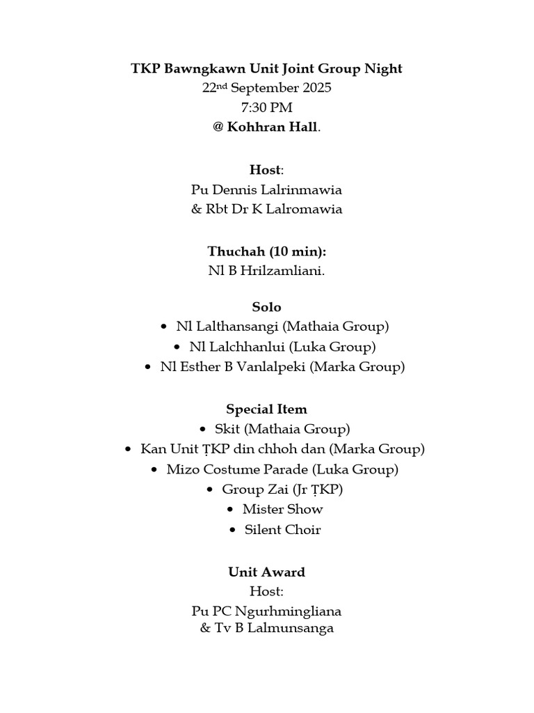 Joiny Group Night Programme | PDF