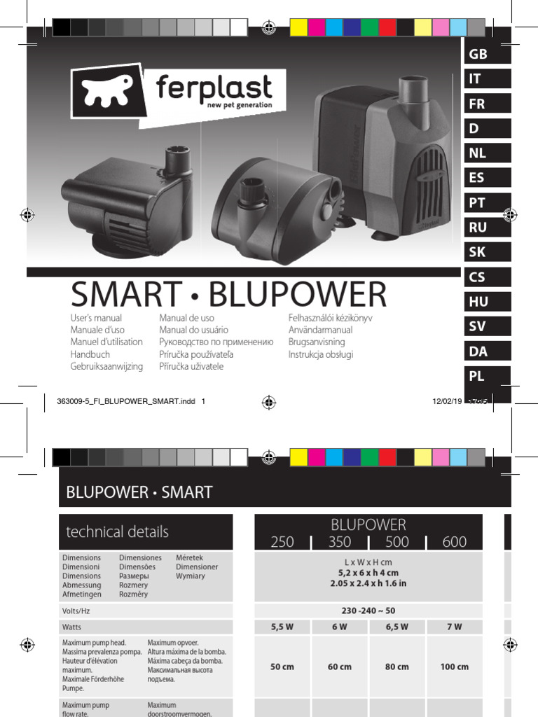 Ferplast smart/blupower submersible water pump user manual | PDF ...