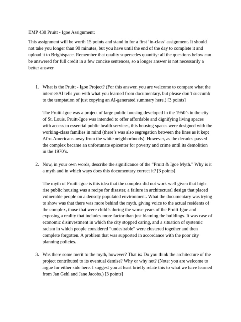 Gabriel Orozco - EMP 430 Pruitt and Igoe Assignment | PDF | Social ...