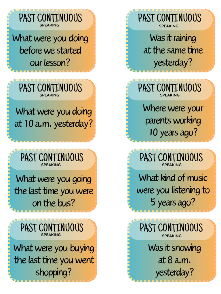 Past Continuous Speaking Activities | PDF